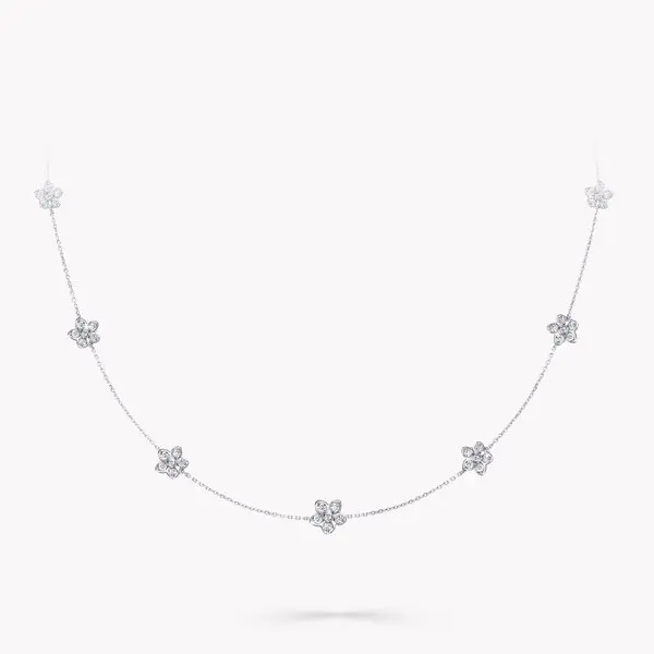 Graff Wild Flower Petite Pavé Diamond Necklace - White Gold