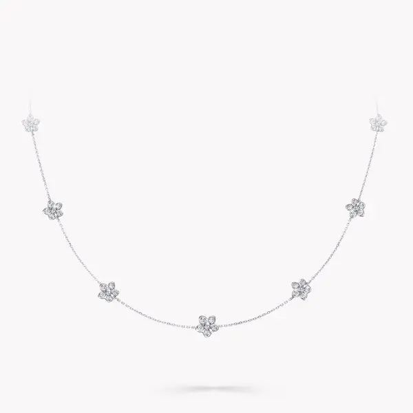 Graff Wild Flower Petite Pavé Diamond Necklace - White Gold