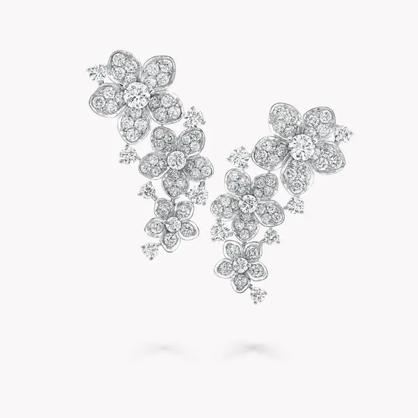 Graff Wild Flower Diamond Ear Climber Earrings - White Gold