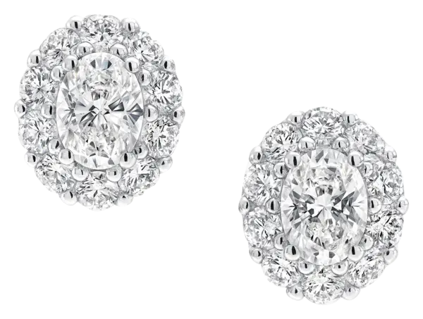 Graff Icon Oval Diamond Stud Earrings - White Gold