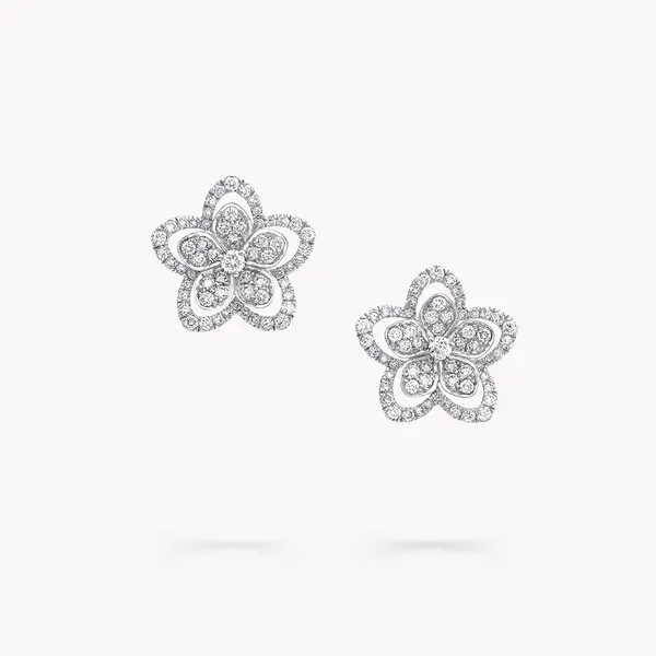Graff Wild Flower Diamond Stud Earrings - White Gold