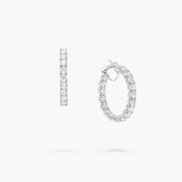 Graff Classic Round Diamond Hoop Earrings - White Gold