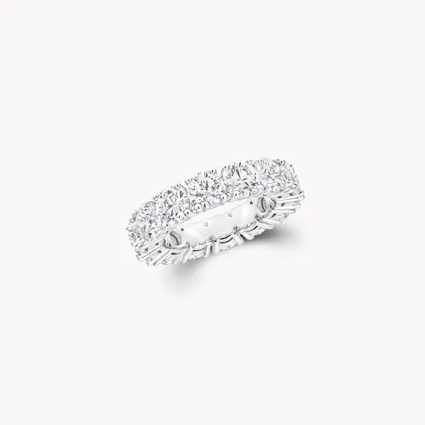 Graff Four Claw Round Diamond Wedding Band - Platinum