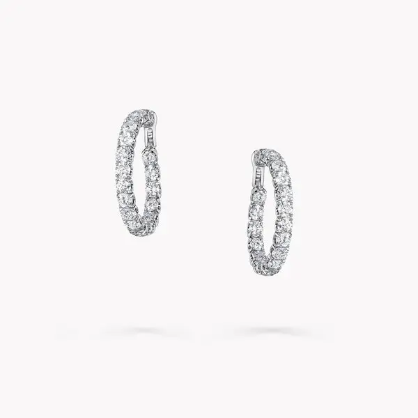Graff Classic Round Diamond Hoop Earrings - White Gold