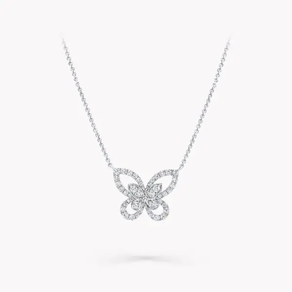 Graff Butterfly Silhouette Diamond Mini Pendant - White Gold