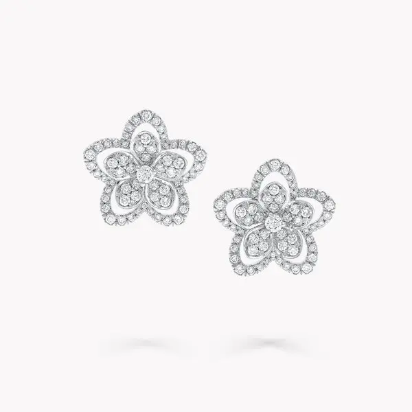 Graff Wild Flower Large Diamond Stud Earrings - White Gold
