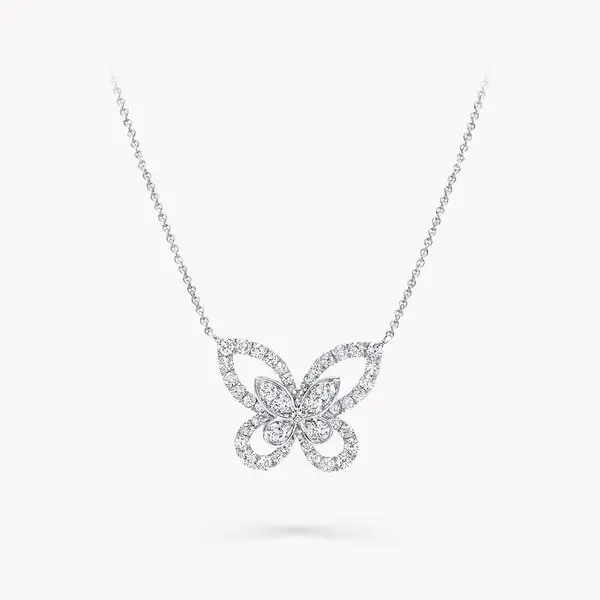Graff Butterfly Silhouette Diamond Pendant - White Gold