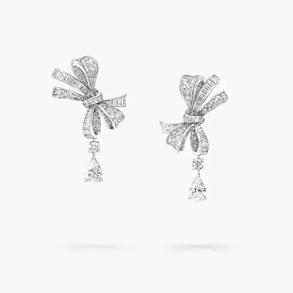 Graff Tilda's Bow Diamond Drop Earrings - White Gold
