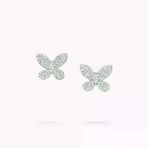 Graff Pavé Butterfly Small Stud Earrings - White Gold