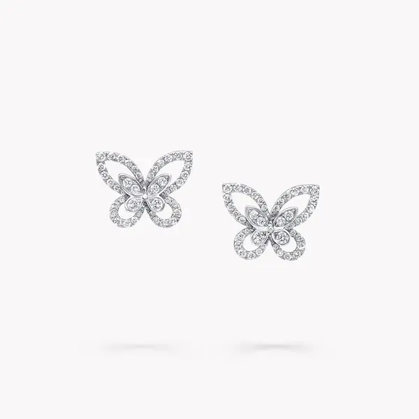 Graff Butterfly Silhouette Diamond Stud Earrings - White Gold