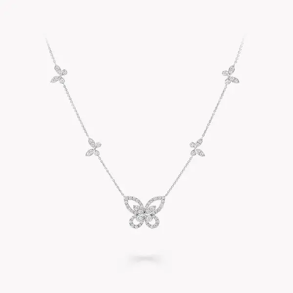 Graff Multi Butterfly Silhouette Diamond Pendant - White Gold