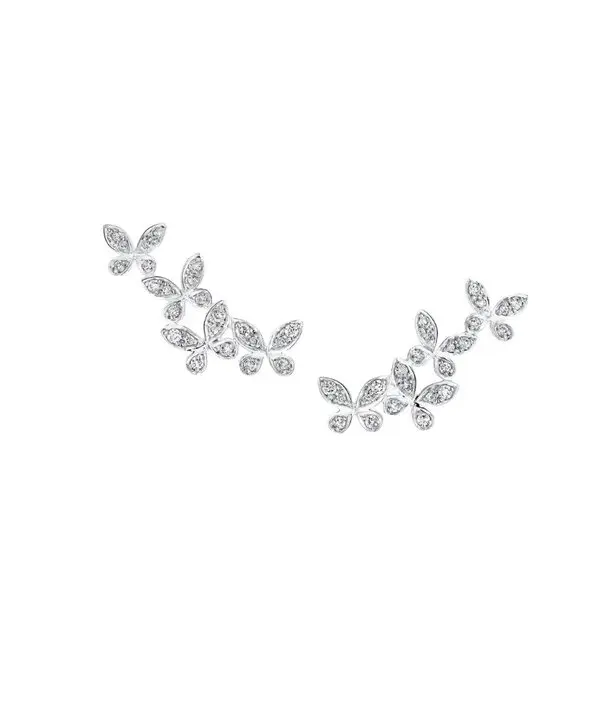 Graff Pavé Butterfly Diamond Petite Ear Climbers - White Gold