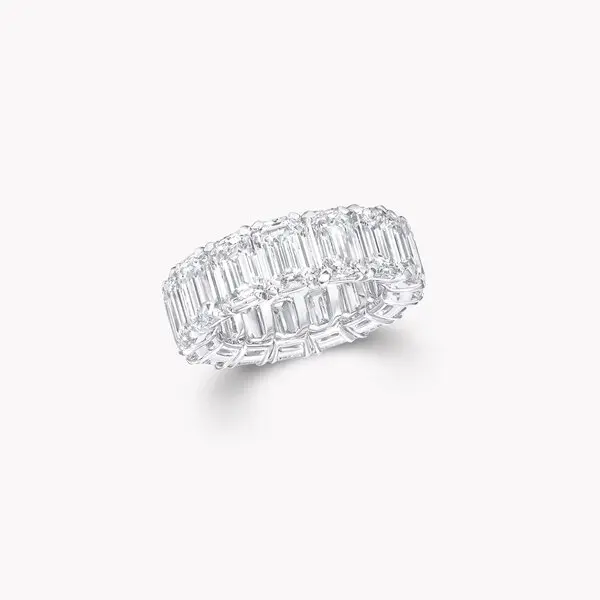 Graff Emerald Cut Diamond Wedding Band - Platinum