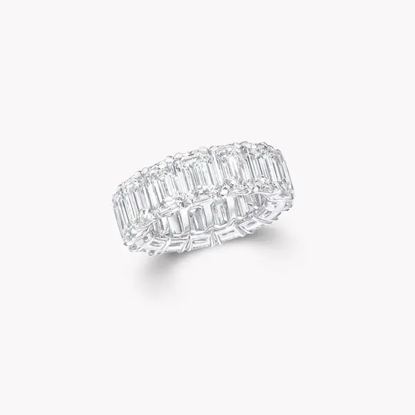 Graff Emerald Cut Diamond Wedding Band - Platinum