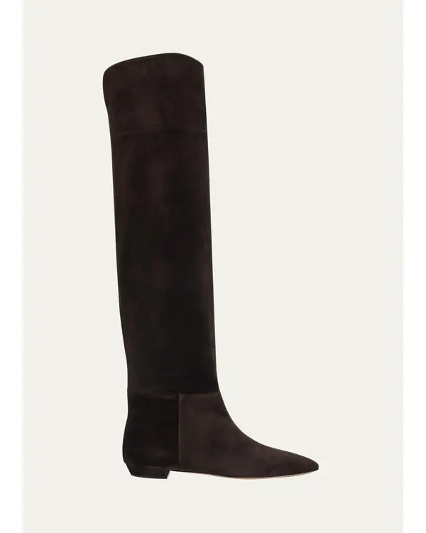GIANVITO ROSSI Suede Over-the-knee Boots - Moka