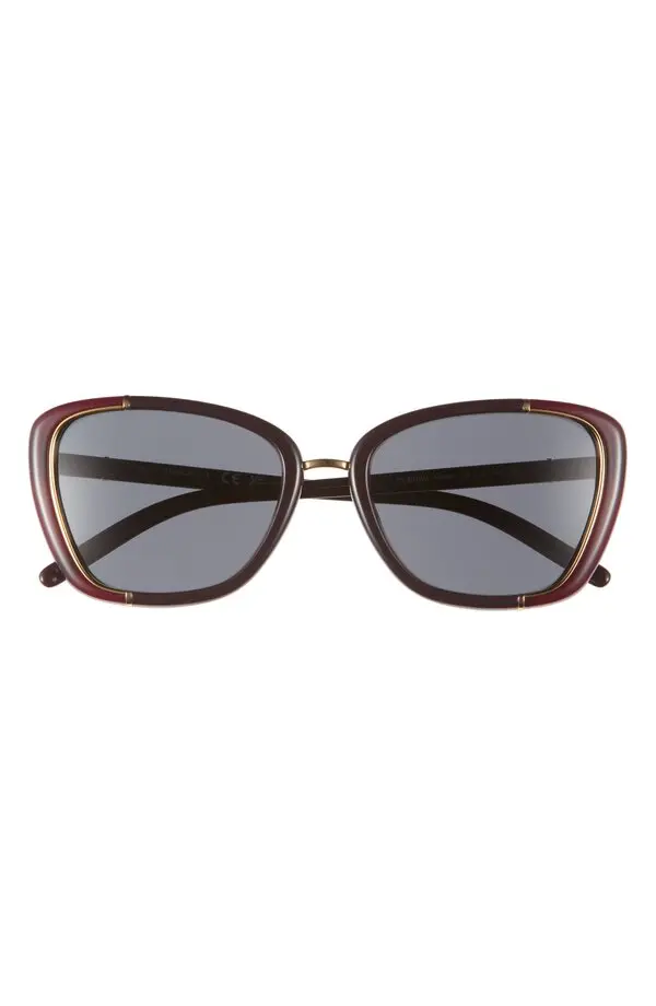 Tory Burch 54mm Cat Eye Sunglasses - Burgundy | Editorialist display picture 2