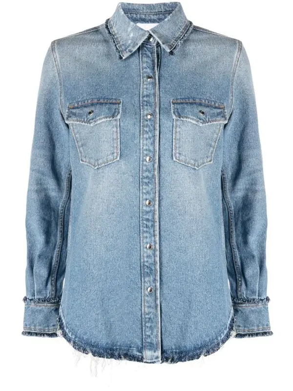 Chloé Frayed Denim Shirt - Blue