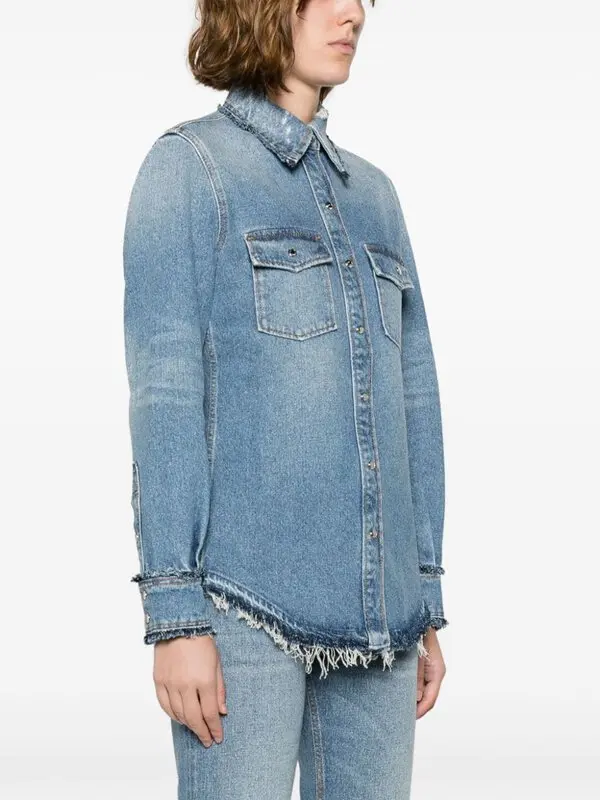 Chloé Frayed Denim Shirt - Blue