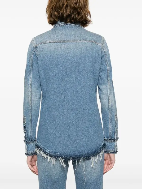 Chloé Frayed Denim Shirt - Blue