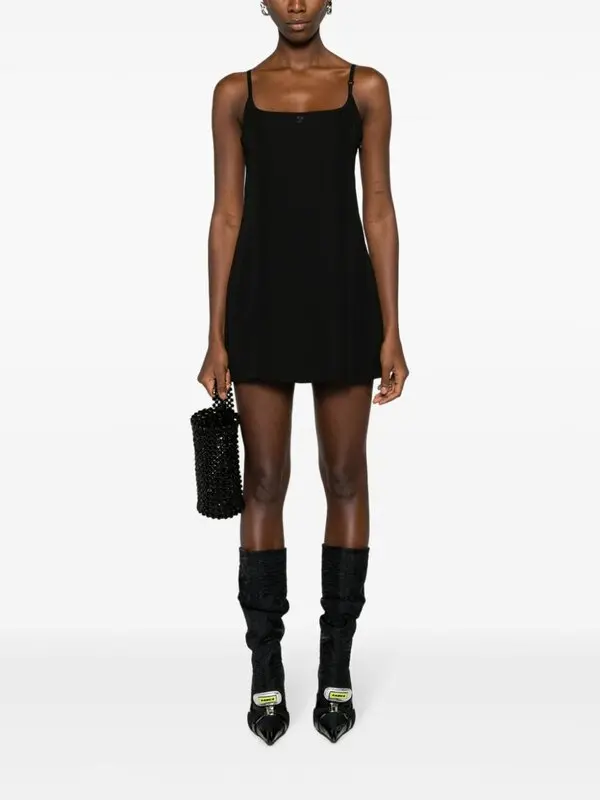 COURREGES Logo-patch Mini Slip Dress - Black
