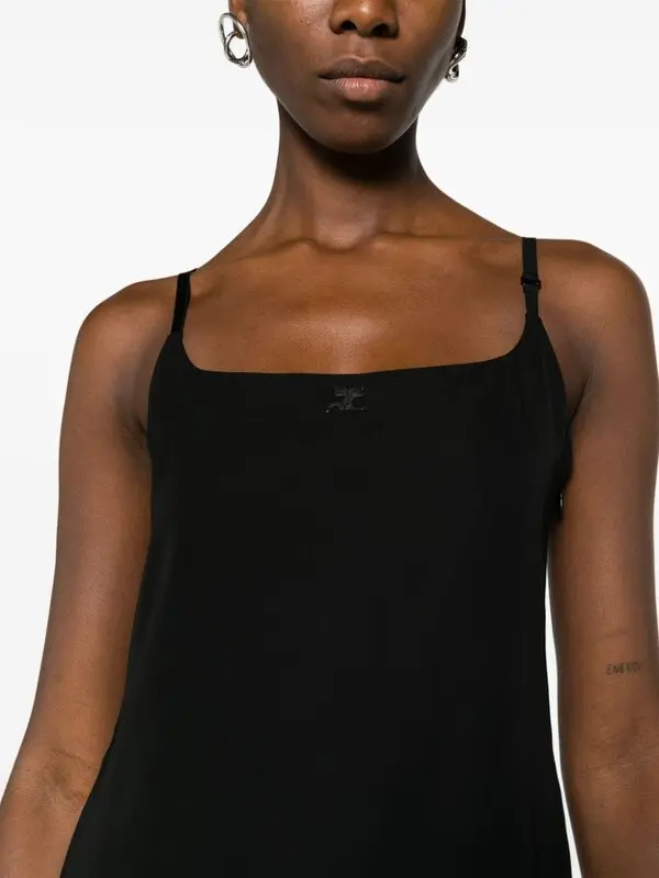 COURREGES Logo-patch Mini Slip Dress - Black