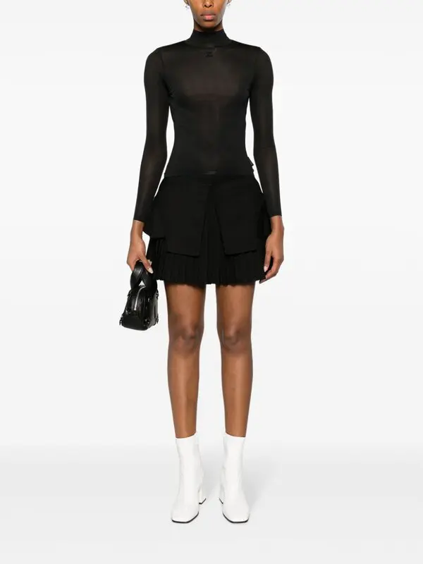 COURREGES Logo-appliqué Fine-knit Top - Black