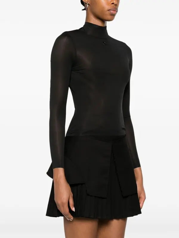 COURREGES Logo-appliqué Fine-knit Top - Black