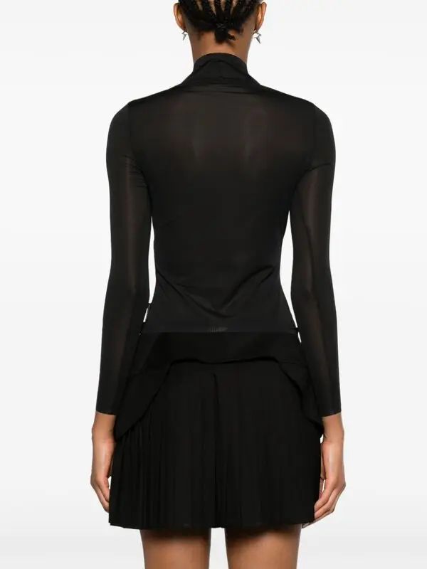 COURREGES Logo-appliqué Fine-knit Top - Black