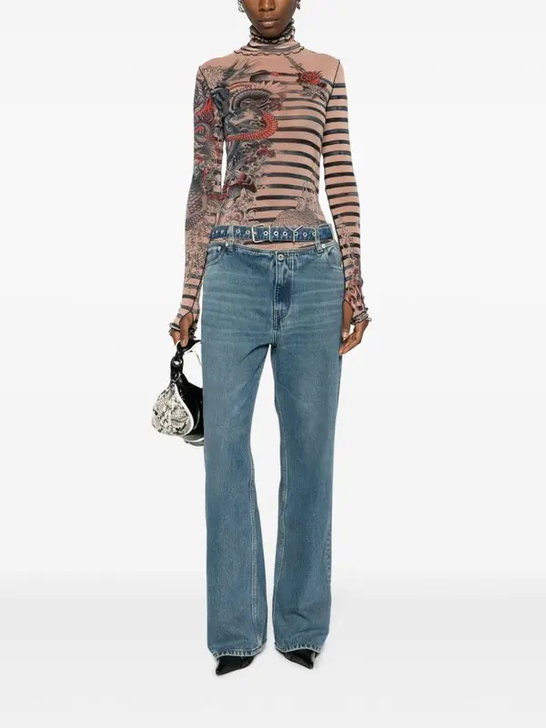Y/Project Evergreen Y Belt Jeans - Blue - 50% Off | Editorialist