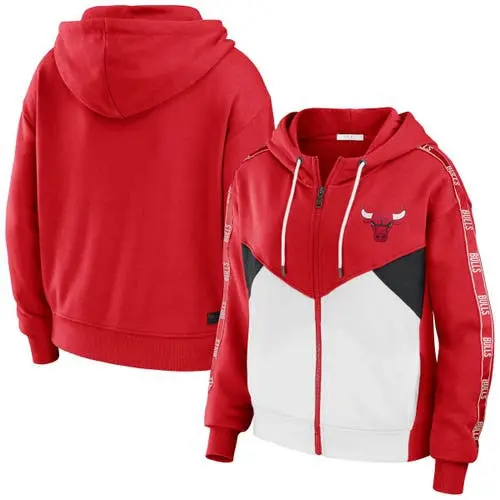 WEAR BY ERIN ANDREWS Chicago Bulls Color-block Full-zip Hoodie - Red