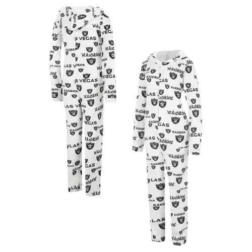 CONCEPTS SPORT Las Vegas Raiders Docket Hoodie Full-zip Union Suit By - Cream