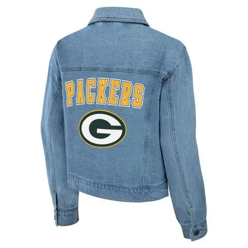 WEAR BY ERIN ANDREWS Green Bay Packers Full-snap Denim Jacket