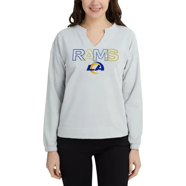 CONCEPTS SPORT Los Angeles Rams Notch Neck Long Sleeve T-shirt - Gray