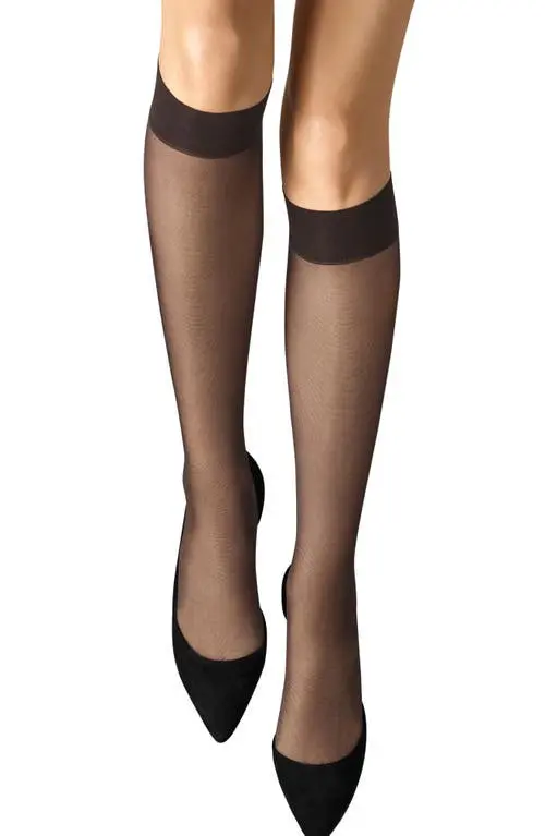 Wolford Satin Touch Knee Highs - Nearly Black