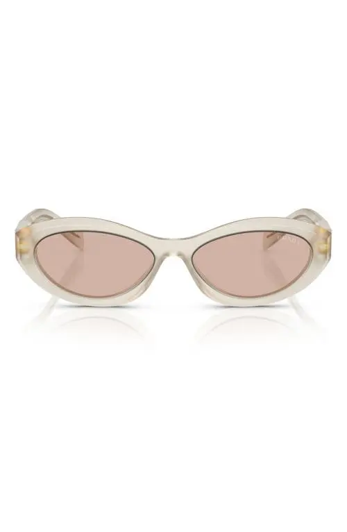 Prada 56mm Oval Sunglasses - Brown White