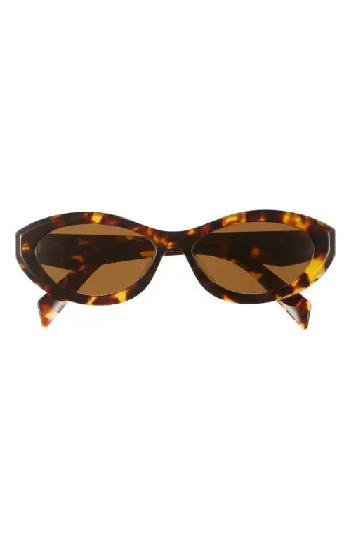 Prada 56mm Oval Sunglasses - Dark Brown