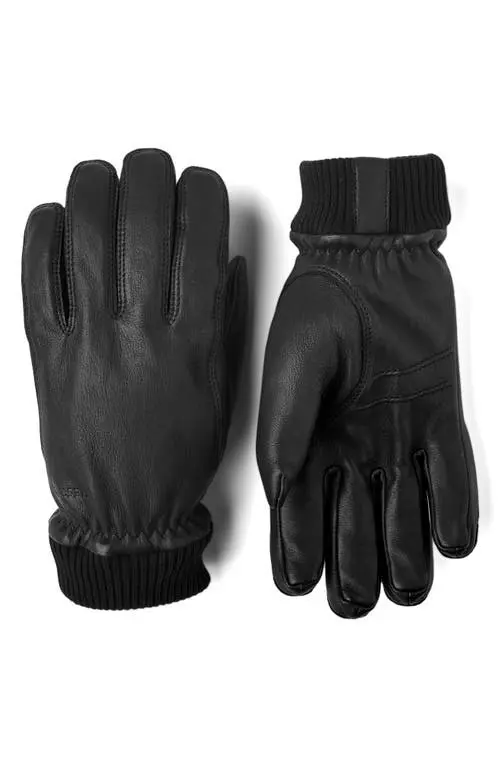 HESTRA Tore Deerskin Leather Gloves - Black