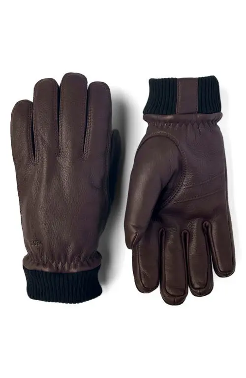 HESTRA Tore Deerskin Leather Gloves - Chocolate