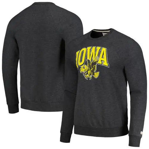 HOMEFIELD Iowa Hawkeyes Tri-blend Crewneck Pullover Sweatshirt