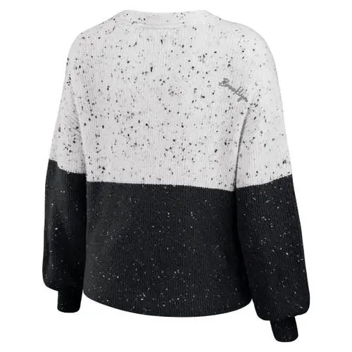 WEAR BY ERIN ANDREWS Black Brooklyn Nets Color-block Pullover Sweater