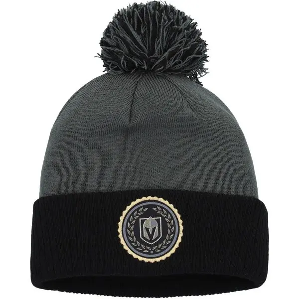 Adidas Vegas Golden Knights Laurel Cuffed Knit Hat With Pom