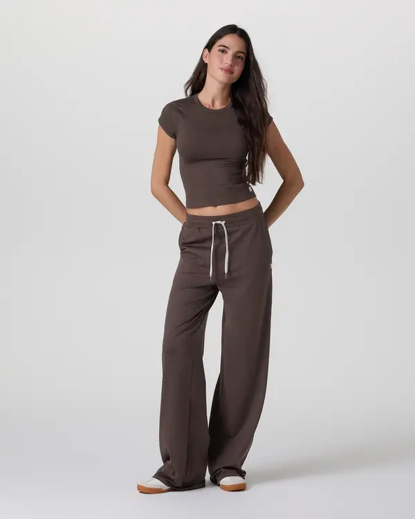 Vuori Halo Essential Wide Leg Pants - Java Heather