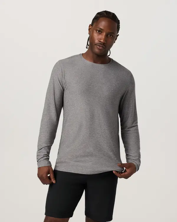 Vuori Long Sleeve Strato Tech Tee - Heather Grey