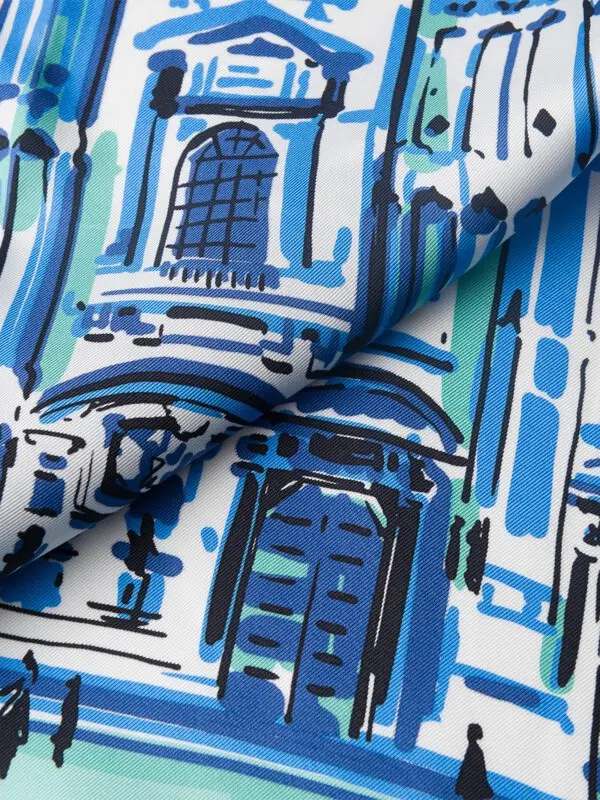 Prada Pittoresque Milan Printed Silk Foulard 90cm Square Scarf
