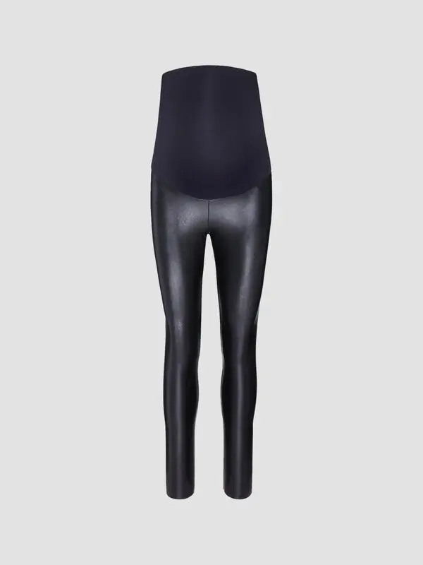 Commando Coated Faux Leather Maternity Leggings - Black