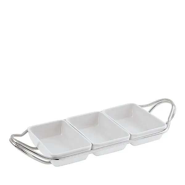 SAMBONET New Living 3-section Hors D'oeuvre Tray With Holder - White