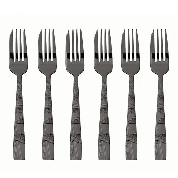 SAMBONET Jungle Abstract Foliage Cake Forks, Set Of 6 - Gray