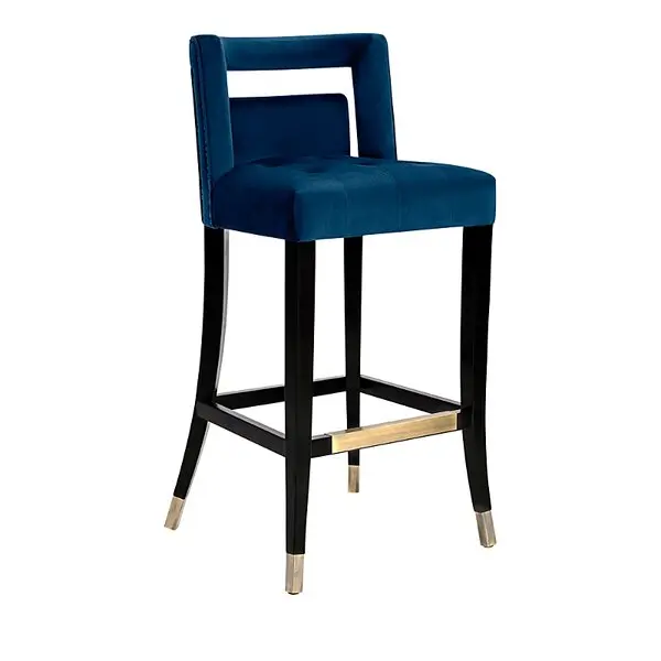 TOV FURNITURE Hart Velvet Bar Stool - Navy
