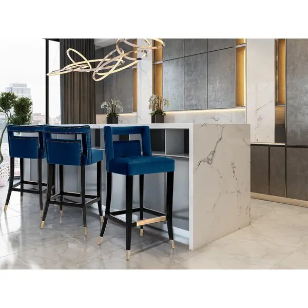 TOV FURNITURE Hart Velvet Bar Stool