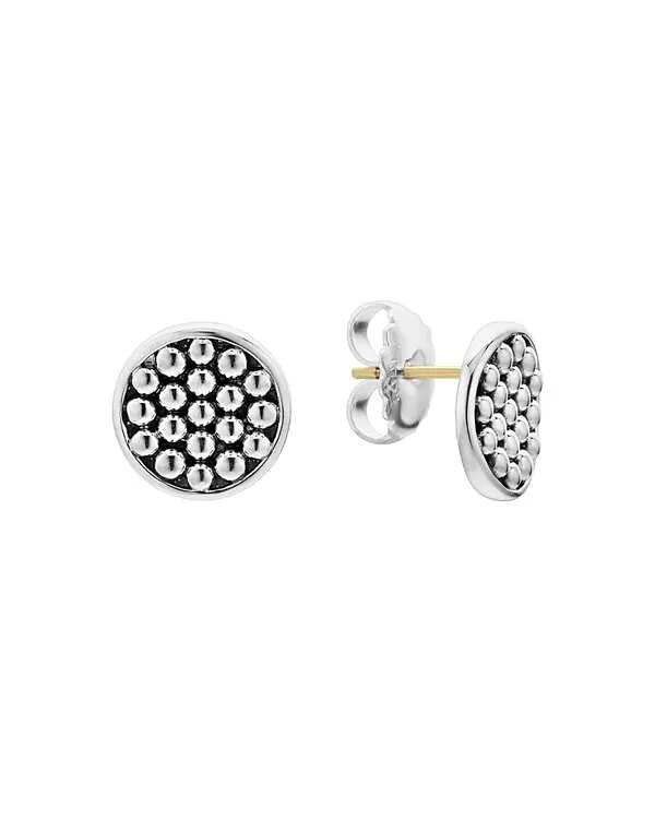 Lagos Sterling Bold Caviar Button Stud Earrings - Silver
